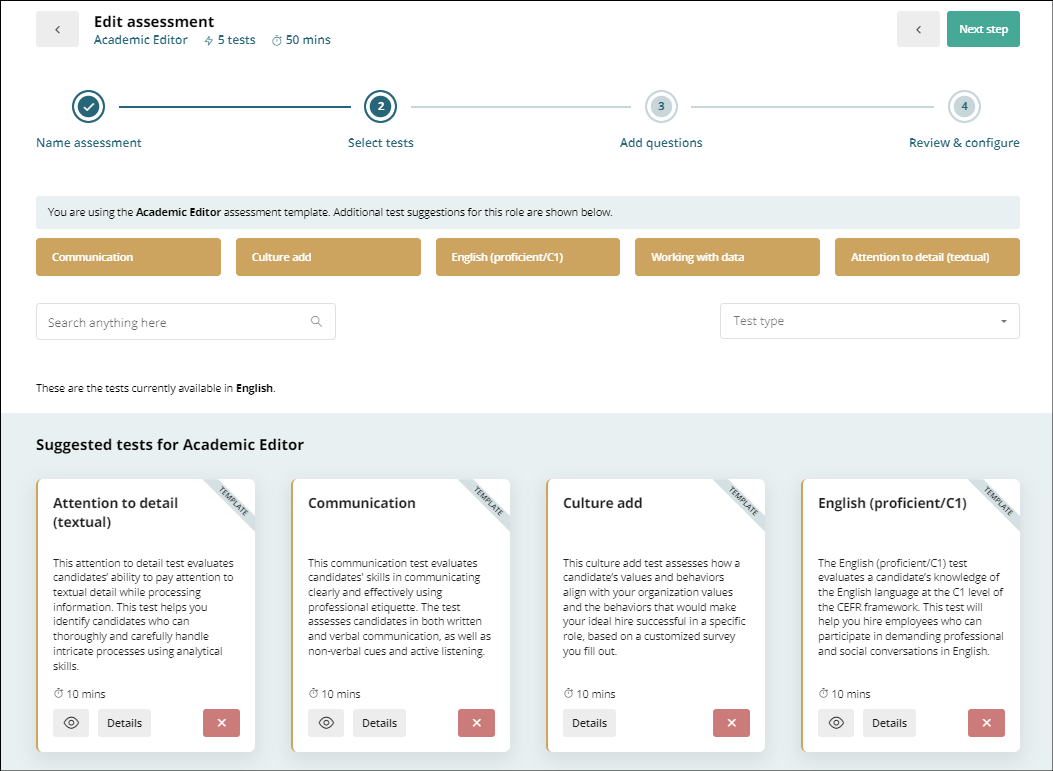 Guide to creating an assessment – English