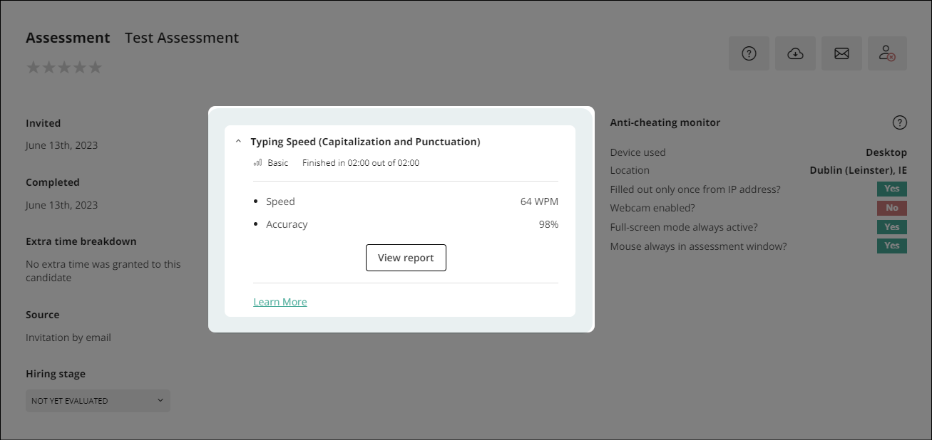 Interpreting typing test results – English