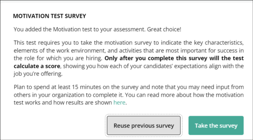 Using the Motivation test – English