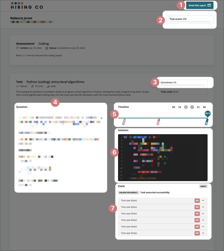 Interpreting a coding test report – English
