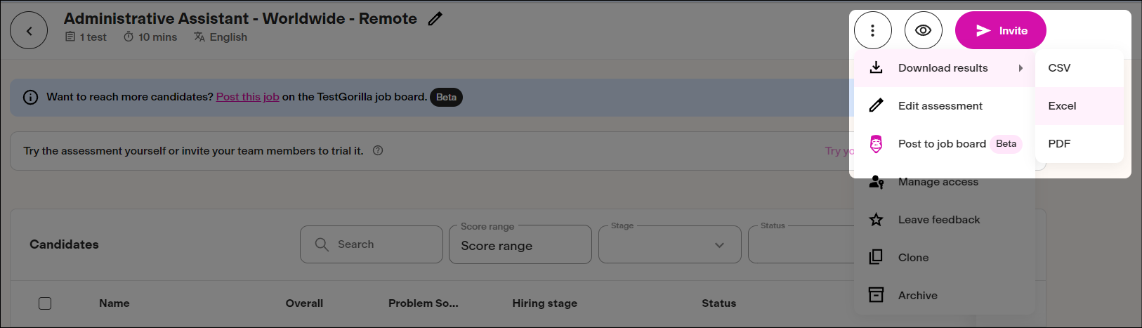 Downloading and sharing results – English