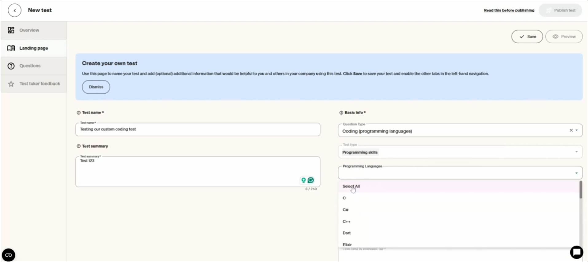Creación de una prueba de programación a medida – Centro de ayuda de ...