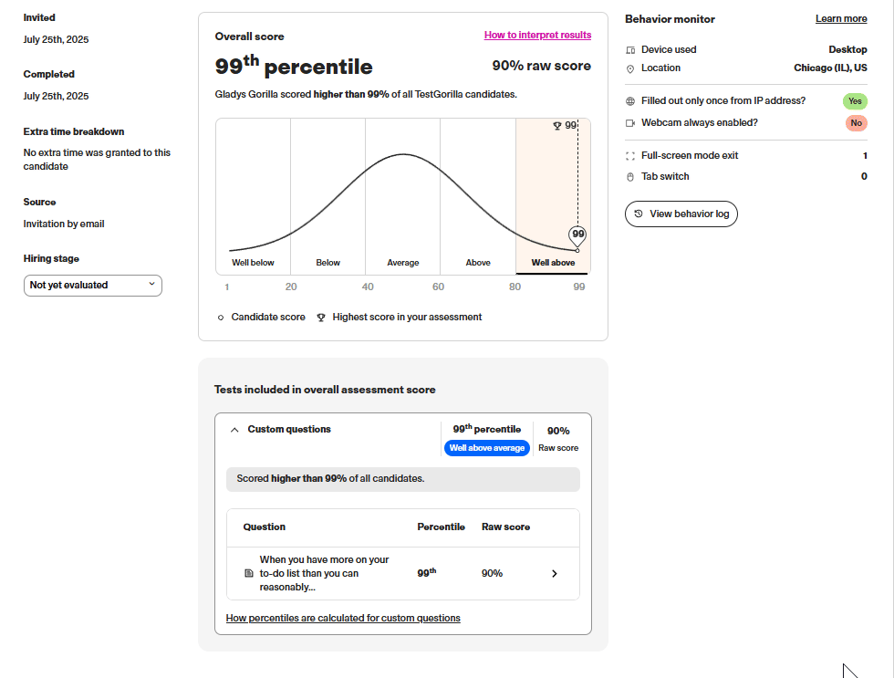 Using custom questions – TestGorilla Help Center