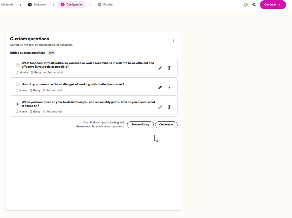 Using custom questions – TestGorilla Help Center
