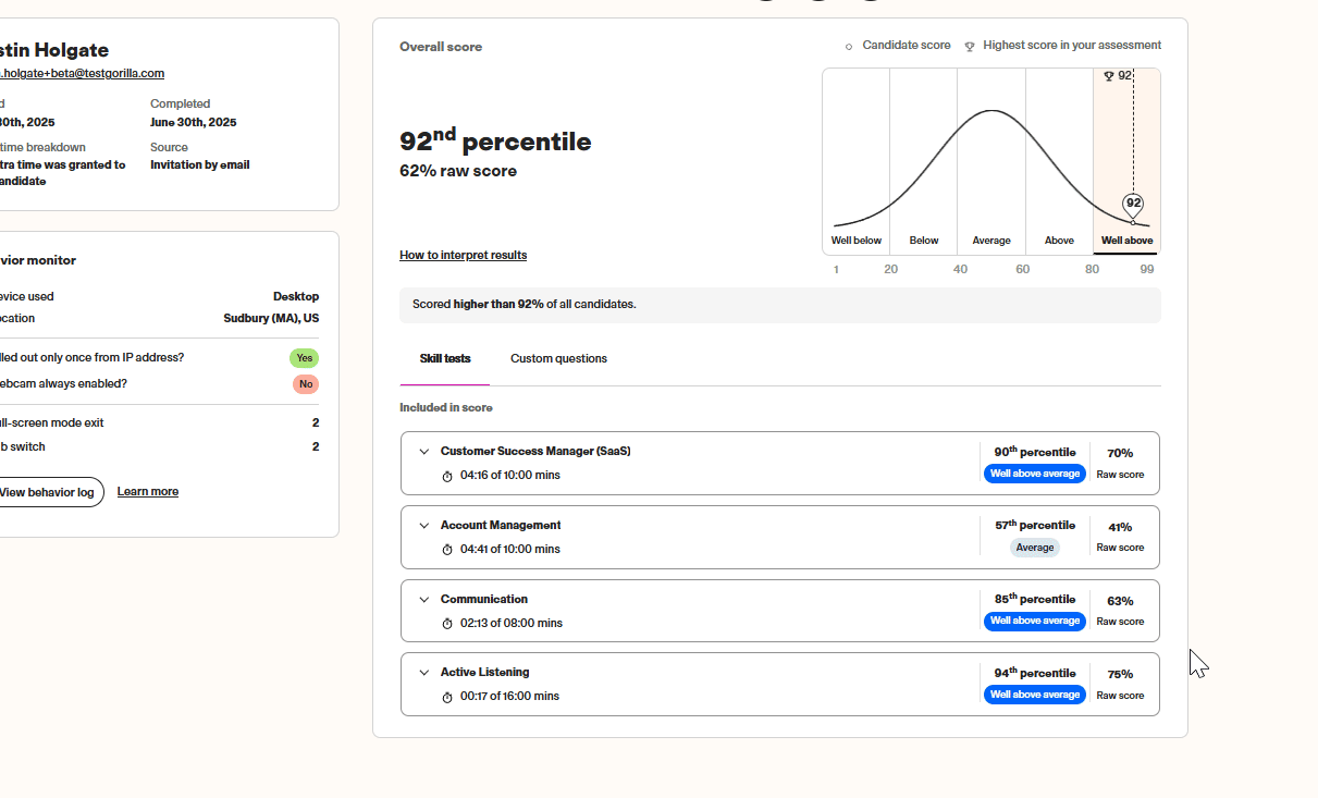 Using custom questions – TestGorilla Help Center